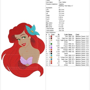 Ariel the Little Mermaid Embroidery Design, Ariel Embroidery Design ...