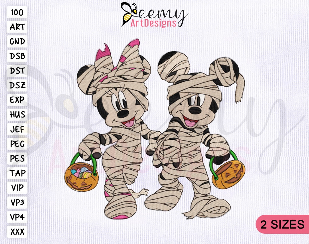 Mickey & Minnie Mummy Embroidery Design, 4x4 and 5x7 Hoop, Minnie Mouse ...