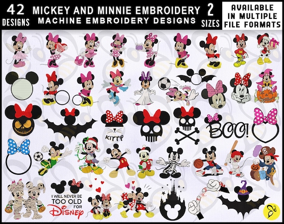 Mickey and Minnie Embroidery Designs Bundle 2 Sizes | Etsy Australia