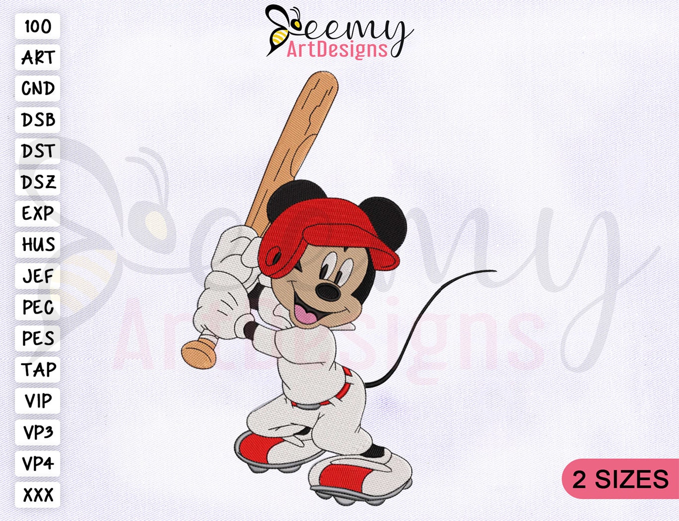 Mickey Mouse Playing Baseball Embroidery Design Mickey - Etsy