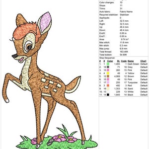 Playful Bambi Machine Embroidery Design, 4x4 and 5x7 Hoop, Bambi ...