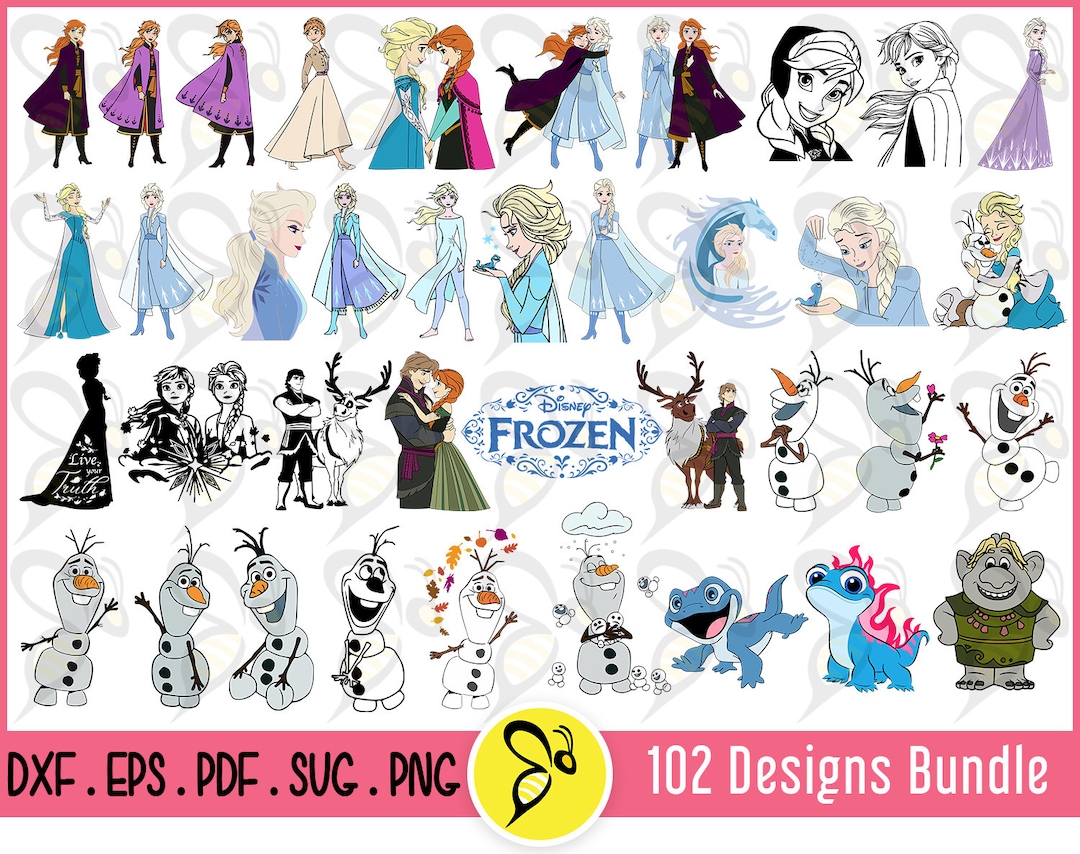 100 Frozen SVG Cut Files Bundle, Frozen Princess Svg, Elsa Svg, Anna ...