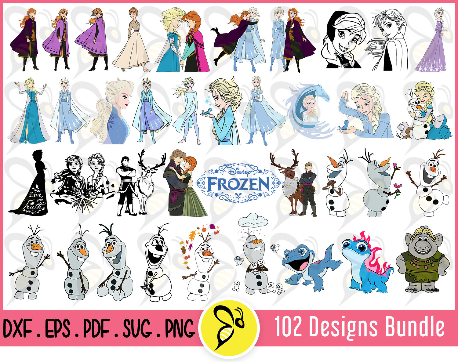 100 Frozen SVG Cut Files Bundle Frozen Princess Svg Elsa - Etsy