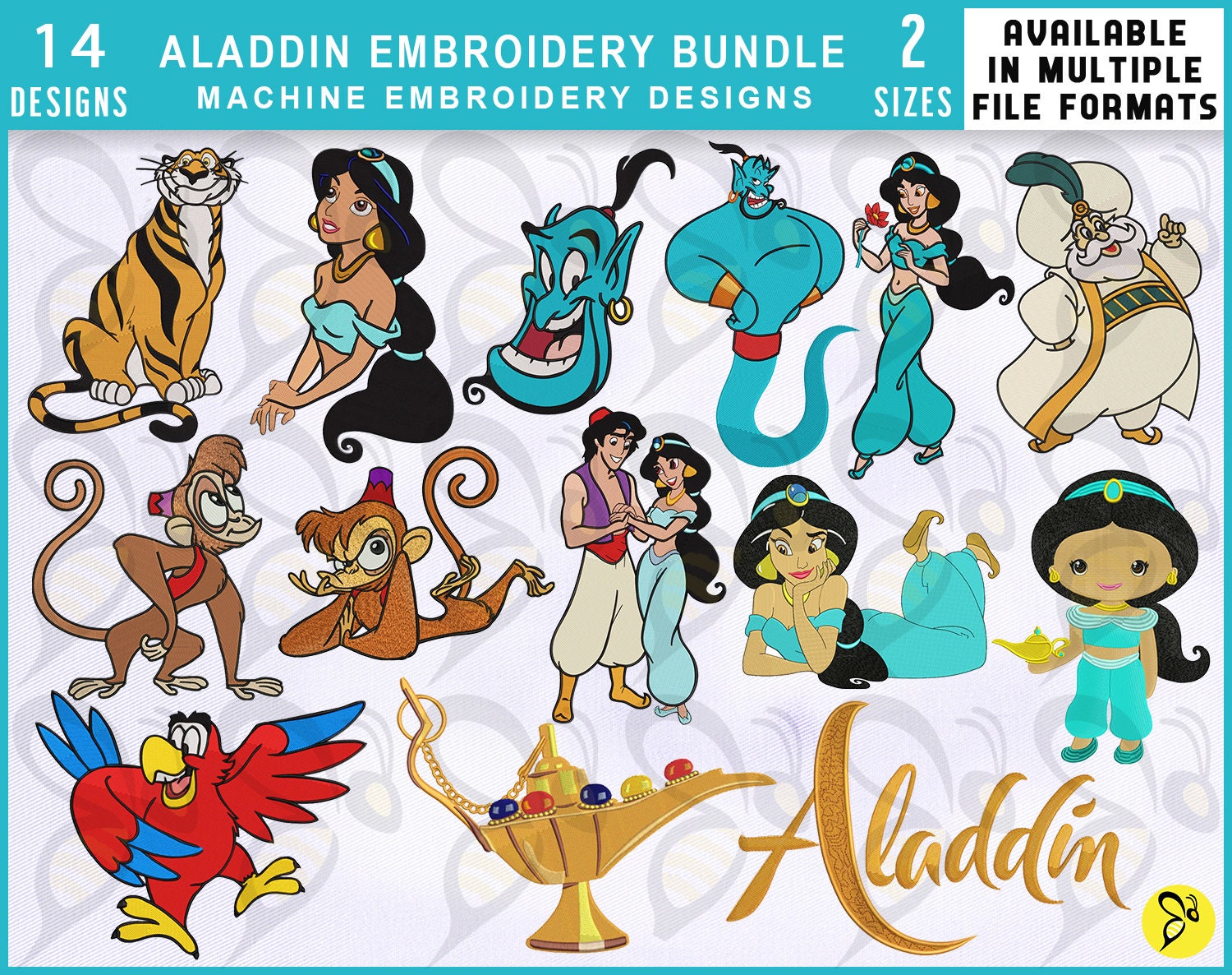 Sewing & Fiber Sewing & Needlecraft Aladdin Machine Embroidery Design ...