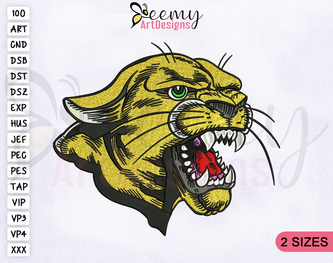 Roaring Cougar Machine Embroidery Design, 4x4 & 5x7 Hoop, Cougar Head ...