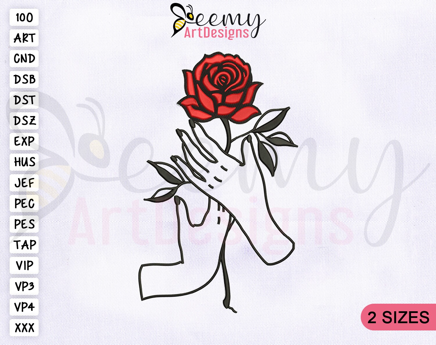 Rose in Hands Machine Embroidery Designs 4x4 and 5x7 Hoop - Etsy