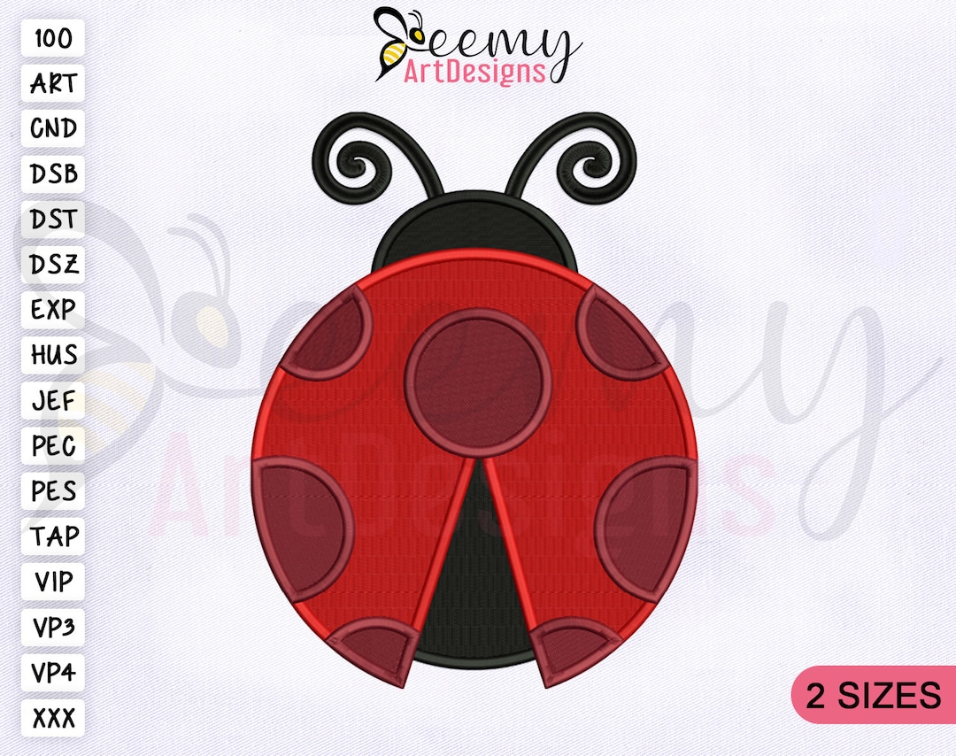 Insect Ladybug Machine Embroidery Design, 4x4 and 5x7 Hoop, Ladybug ...