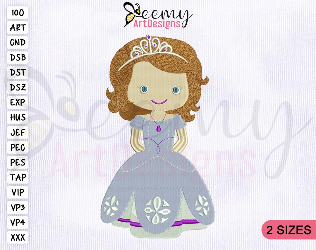 Sofia the First Machine Embroidery Design, 4x4 & 5x7 Hoop, Princess ...