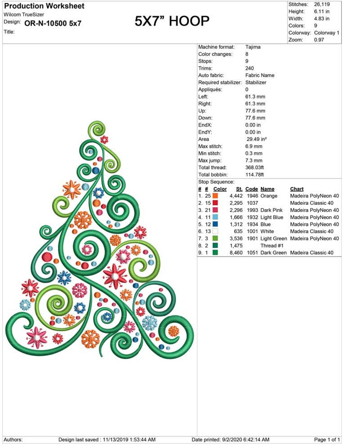 Swirl Christmas Tree Embroidery Design 4x4 & 5x7 Hoop | Etsy