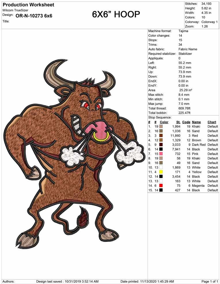 Angry Bull Machine Embroidery Design | 4x4 Hoop | 6x6 Hoop Embroidery ...