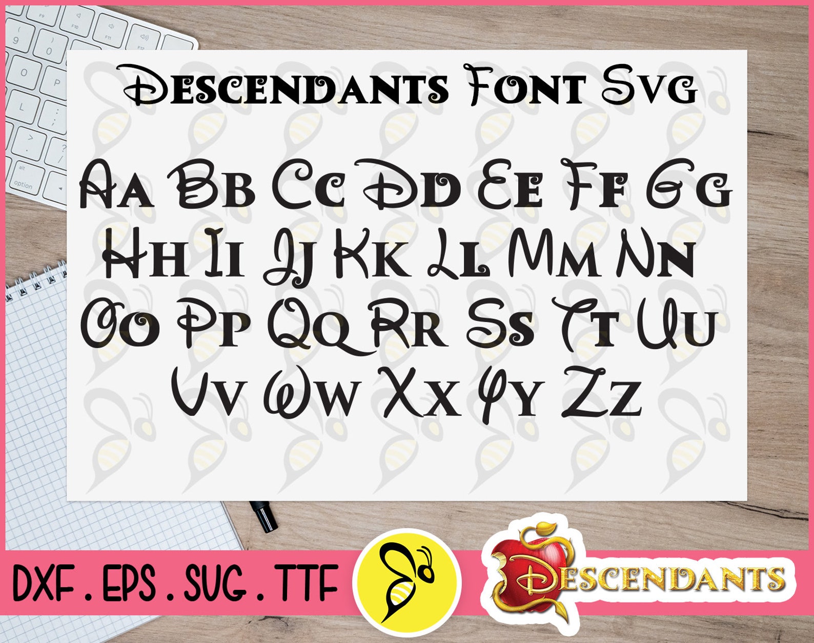 Descendants Font SVG Cut Files Bundle, Descendants Font Png, Eps Vector ...