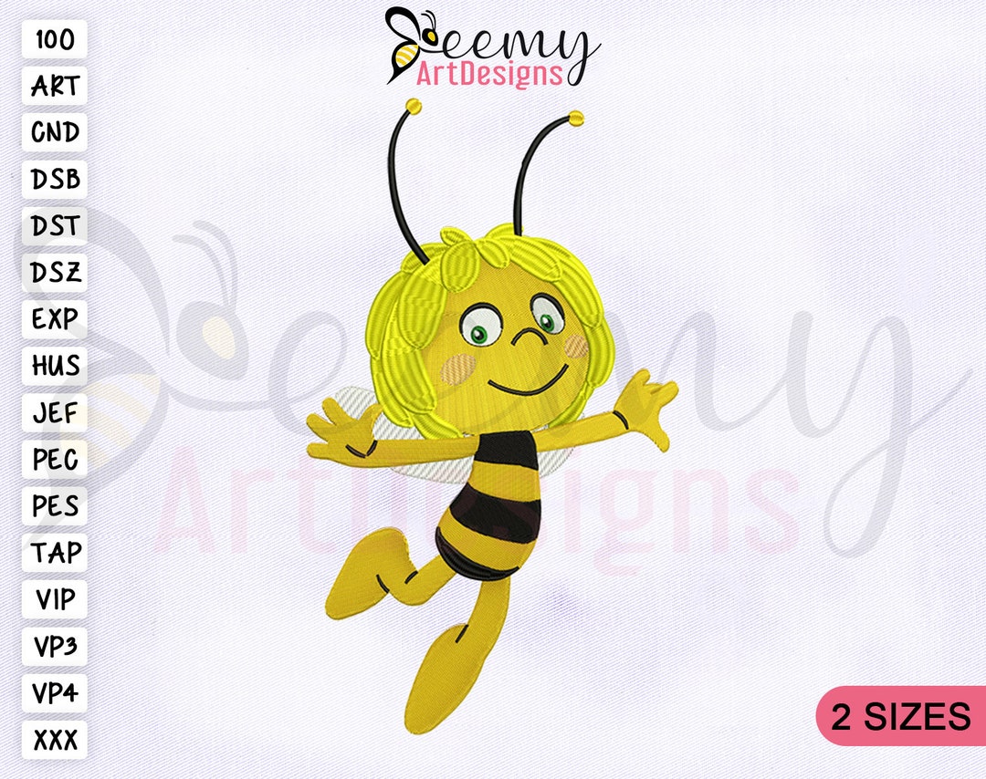 Flying Maya Honey Bee Embroidery Designs, 4x4 and 5x7 Hoop Maya the Bee ...