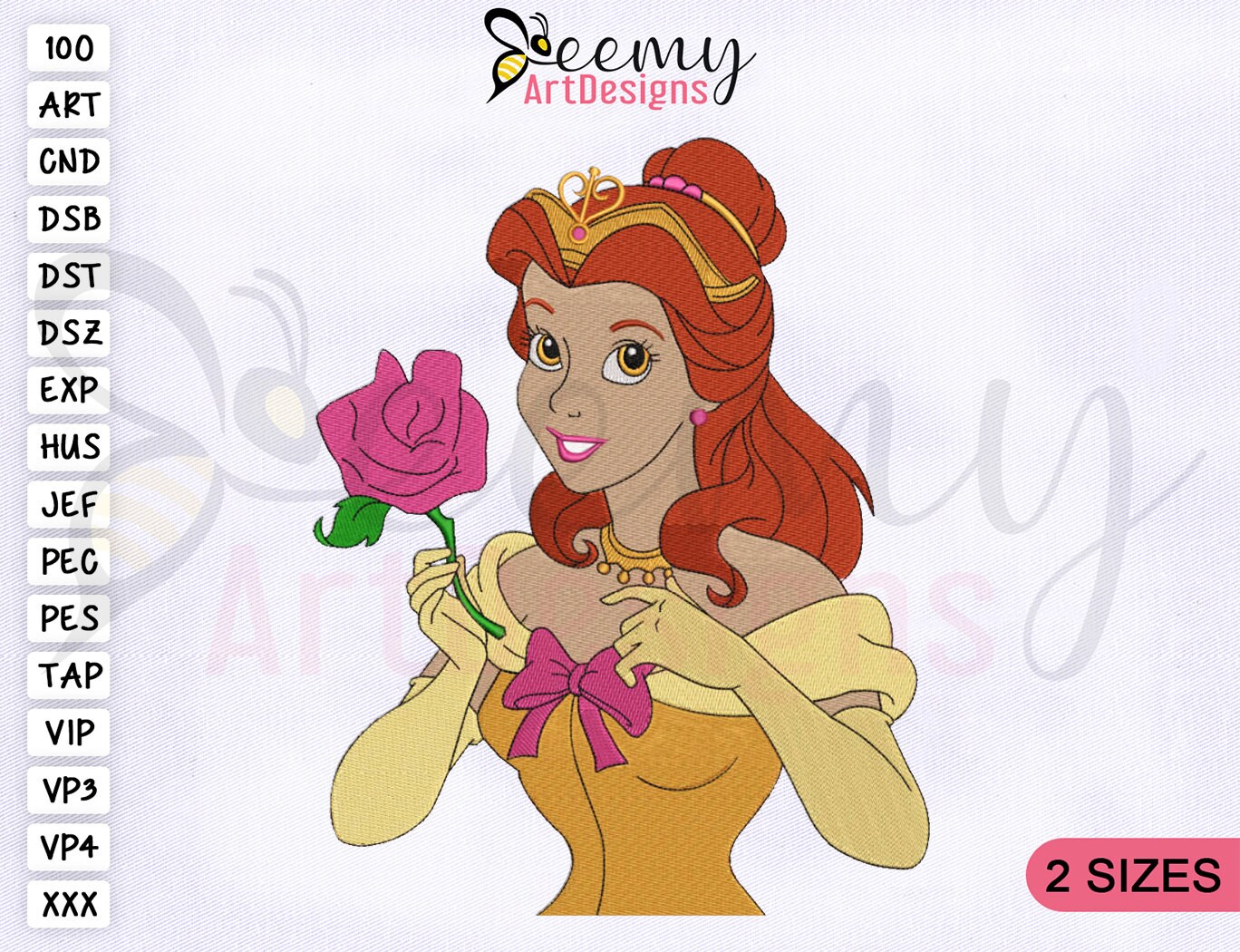 Beauty and the Beast Embroidery Design Bundle, 2 Sizes EMB Designs, the ...