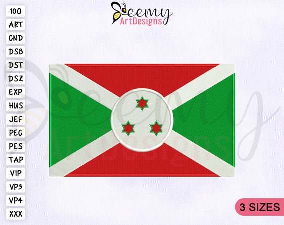 Burundi Flag Machine Embroidery Design 2.5x2.5 4x4 & 5x7 | Etsy