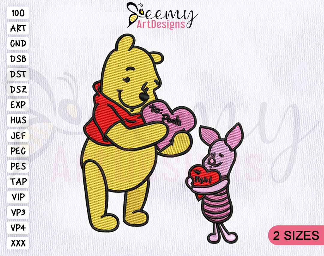 Pooh & Piglet Embroidery Design, 4x4 Hoop Design, Piglet Embroidery ...