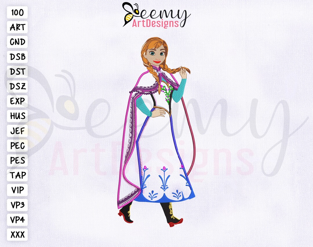 Princess Anna Applique Embroidery Design, 14x6 Larger Hoop Embroidery ...
