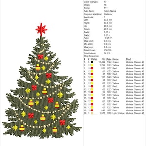 Decorative Christmas Tree Embroidery Design, 4x4 and 5x7 Hoop ...