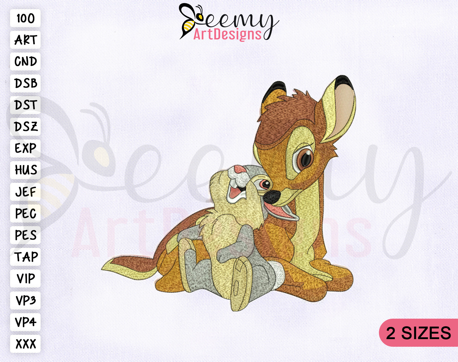 Cute Bambi and Thumper Embroidery Design, 4x4 and 5x7 Hoop, Bambi ...