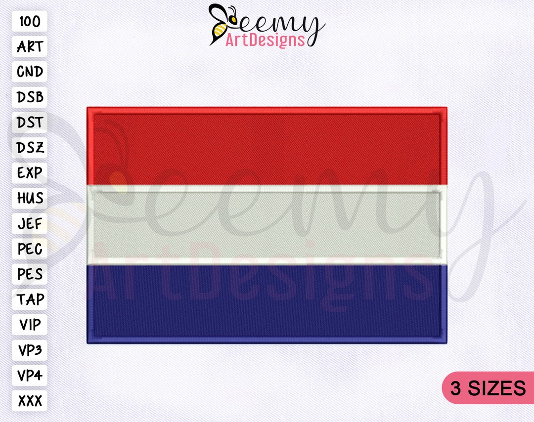 Netherlands Flag Machine Embroidery Design | 2.5x2.5 Cap Design | 4x4 ...