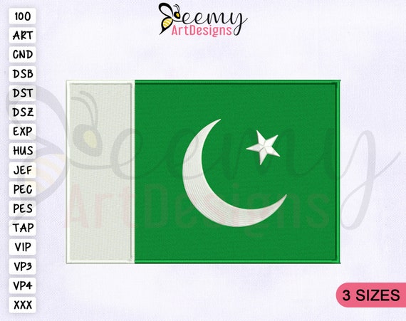 Pakistan Flag Machine Embroidery Design 2.5x2.5 Hat EMB - Etsy