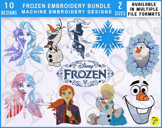 Frozen Embroidery Designs Bundle 2 Sizes EMB Designs Frozen | Etsy
