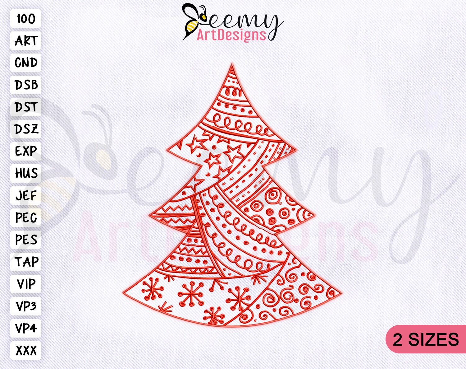 Red Christmas Tree Embroidery Design 4x4 & 5x7 Hoop Redwork - Etsy