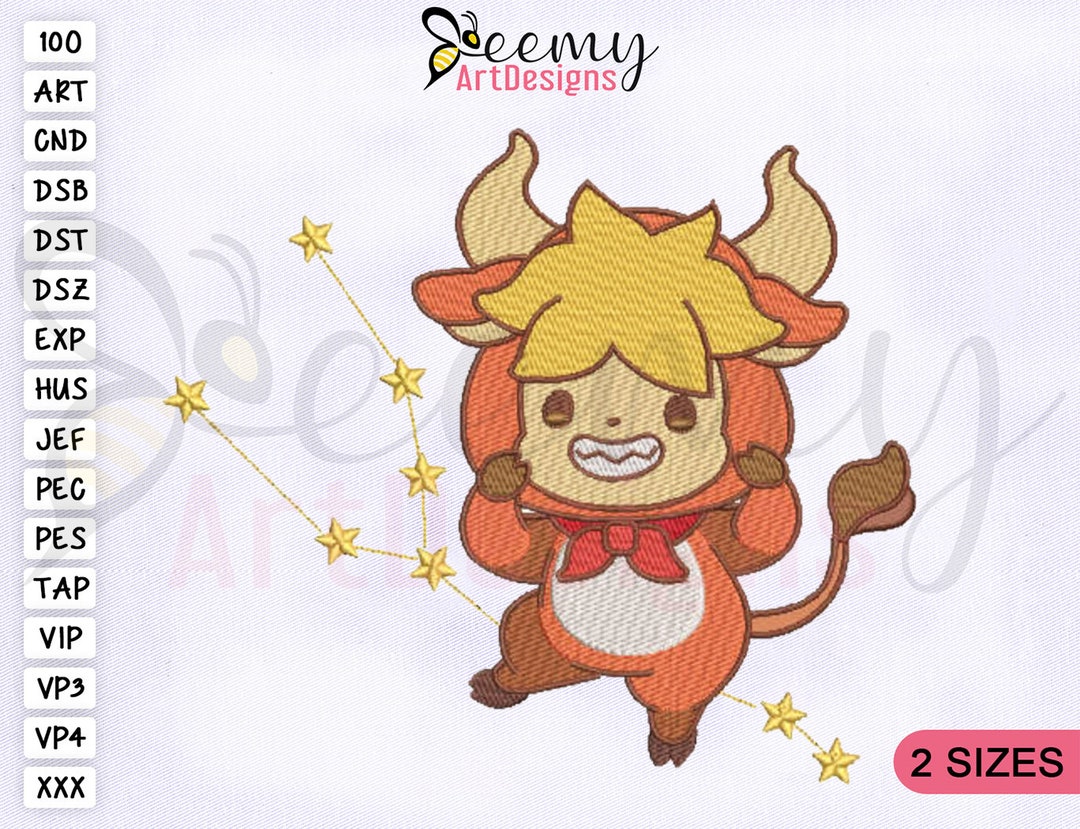 Baby Taurus Machine Embroidery Design, Chinese Zodiac Embroidery Design ...