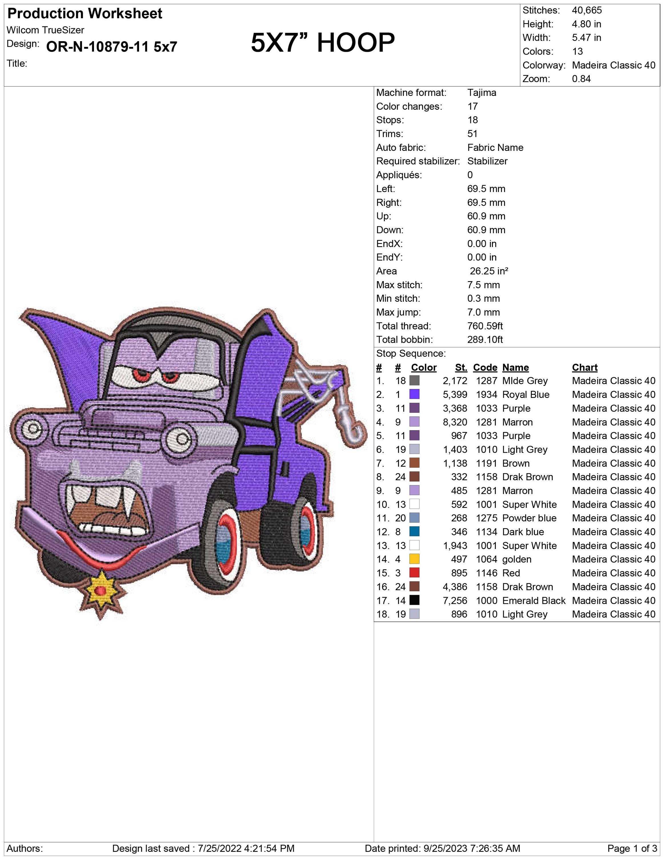 Tow Mater Vampire Truck Machine Embroidery Design | Mater Truck ...