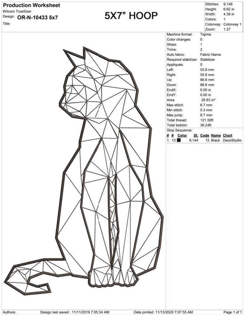 Geometric Cat Outline Embroidery Design 4x4 & 5x7 Hoop - Etsy