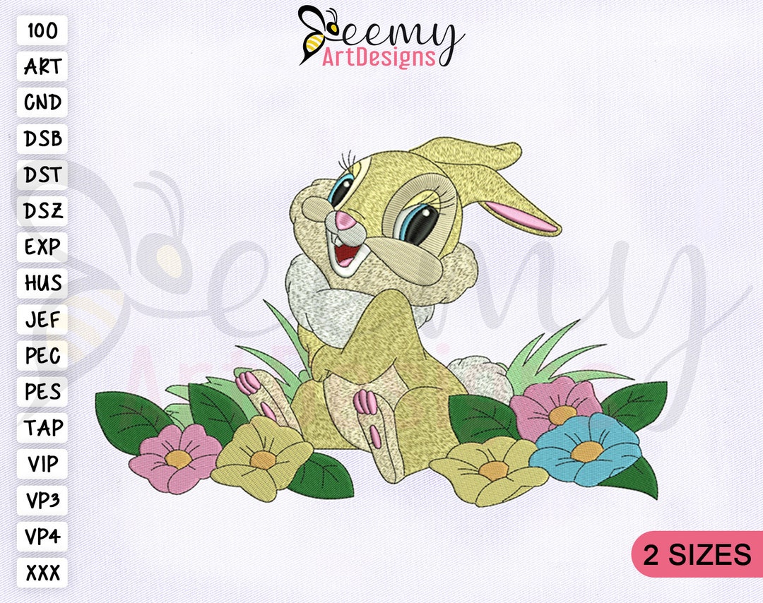Bambi Miss Bunny Embroidery Design, 4x4 & 5x7 Hoop, Bambi Embroidery ...