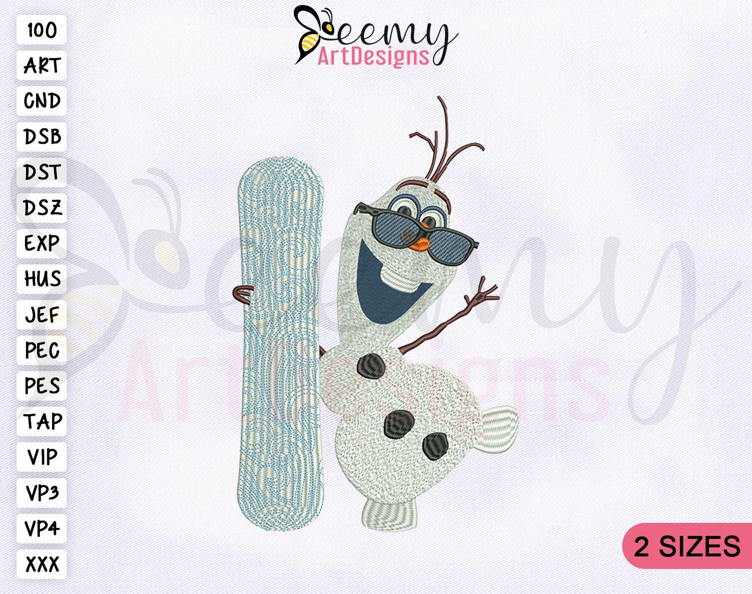 Frozen Snowboard Olaf Embroidery Design 4x4 & 5x7 Hoop | Etsy