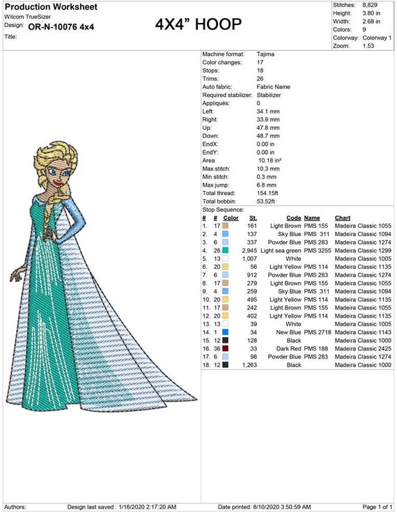 4x4 and 5x7 Hoop Beauty Princess Elsa Machine Embroidery Design Frozen ...