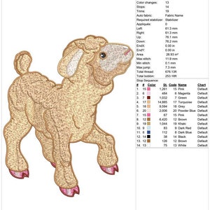 Baby Lamb Machine Embroidery Design, 4x4 and 5x7 Hoop, Lamb Embroidery ...