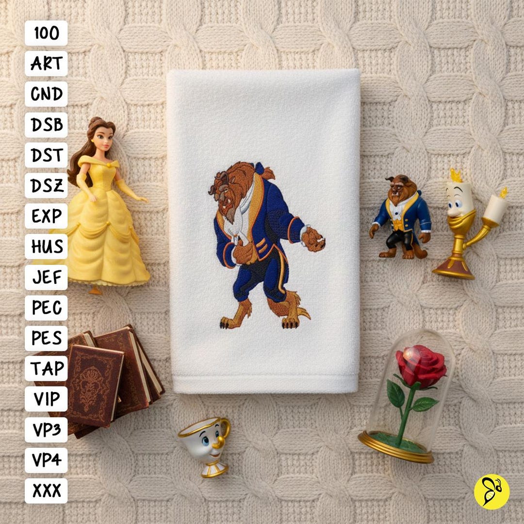 The Beast Beauty and Beast Machine Embroidery Design, Beast Embroidery ...