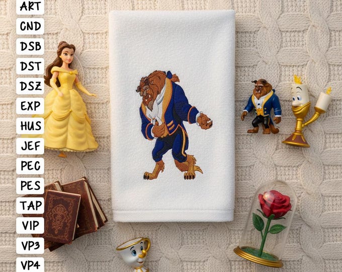 Beauty and the Beast Embroidery Design,the Beauty and the Beast Head ...