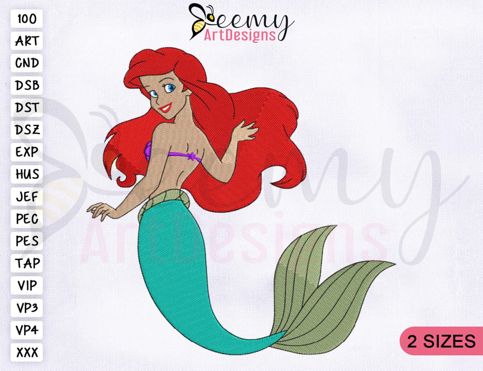 The Little Mermaid Embroidery Designs Bundle 2 Sizes EMB | Etsy