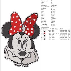 Cute Minnie Mouse Face Machine Embroidery Design, 4x4 and 5x7 Hoop ...