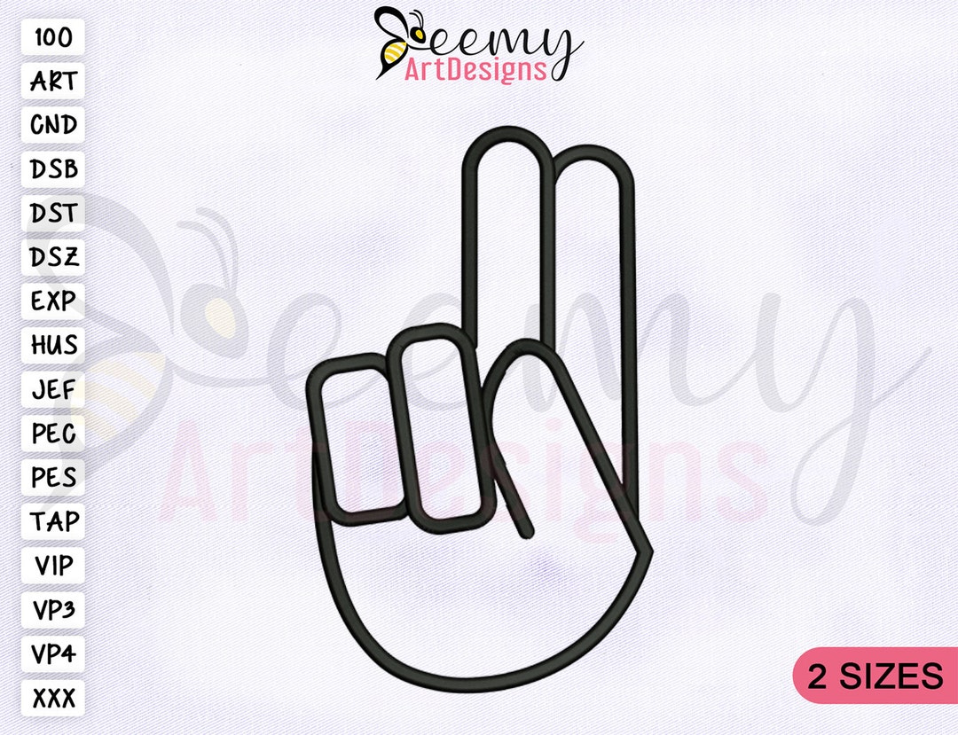 Hand Sign Language Alphabet U Embroidery Design | 4x4 & 5x7 Hoop EMB ...