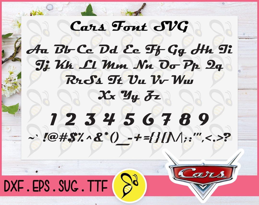 Cars Font Silhouette SVG Cut File, Dxf, Eps & TTF Font File, Cars Font ...