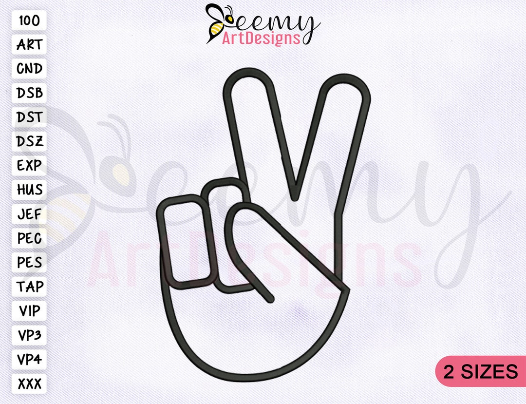 Alphabet Sign Language V Embroidery Design | 4x4 and 5x7 Hoop EMB ...