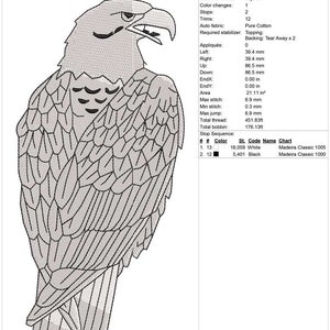 Peregrine Falcon Machine Embroidery Design, 4x4 and 5x7 Hoop, Falcon ...