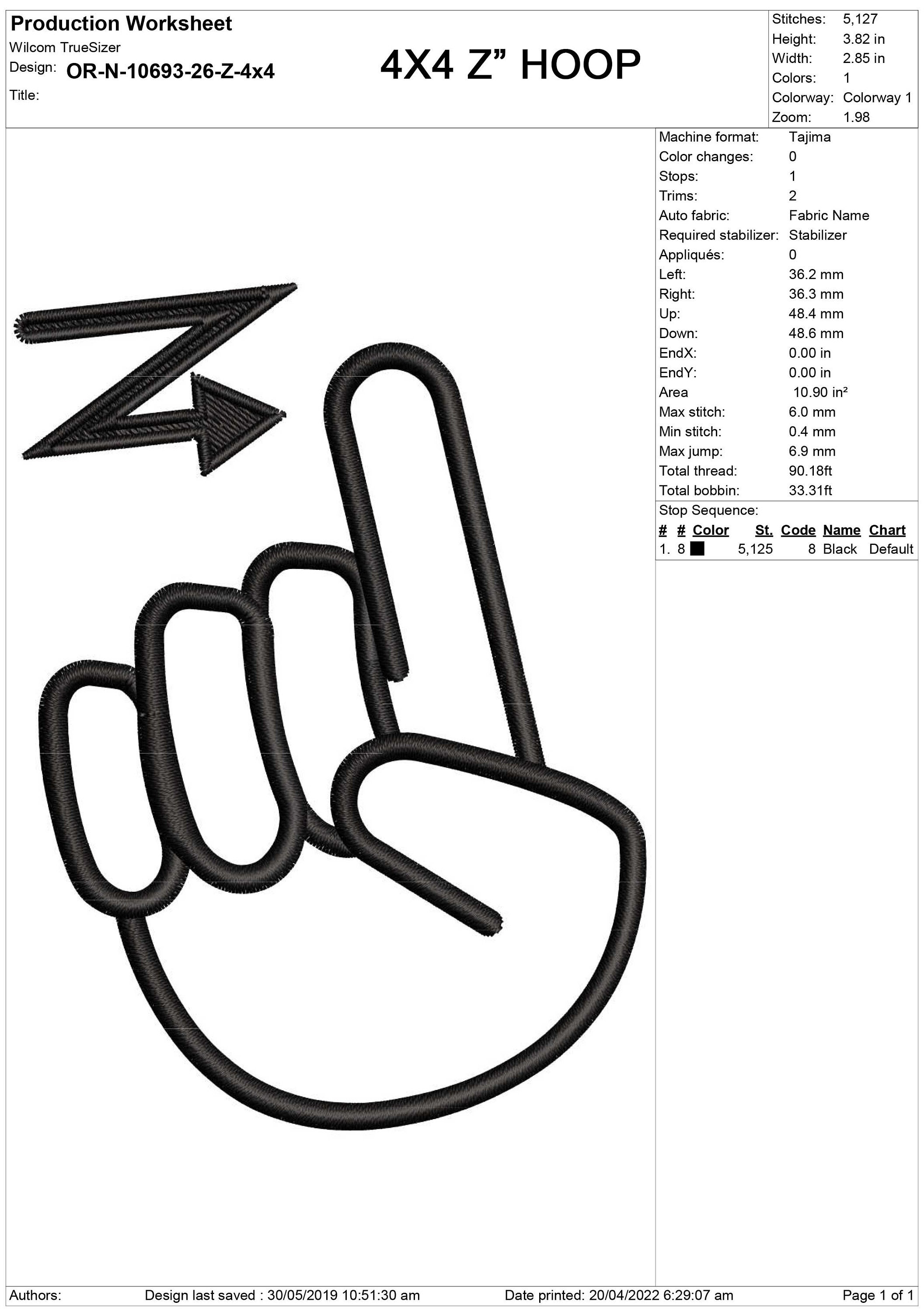 Deaf Sign Language Alphabet Z Embroidery Design 4x4 and 5x7 - Etsy