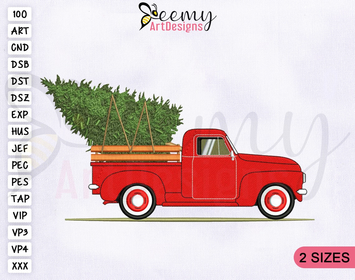 Vintage Christmas Truck Embroidery Design 4x4 & 5x7 Hoop - Etsy