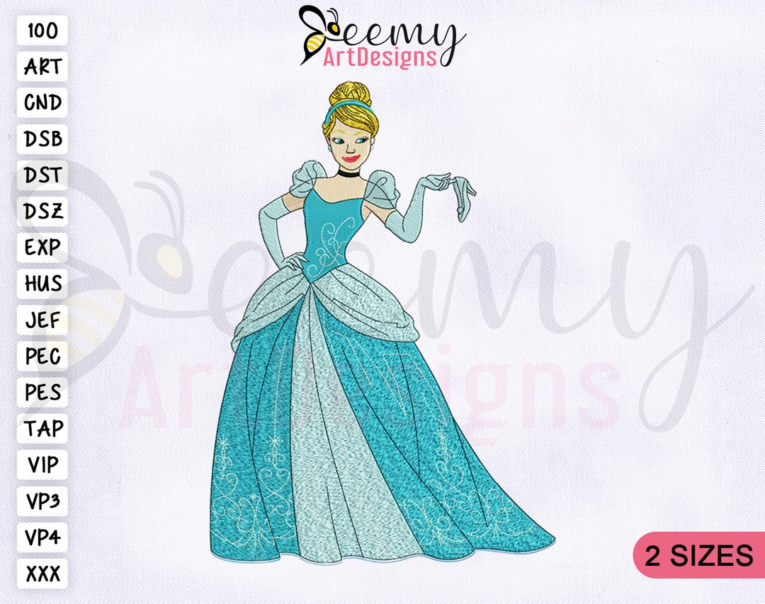 Princess Cinderella Machine Embroidery Design, 4x4 and 5x7 Hoop EMB ...