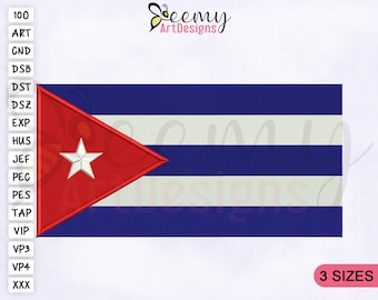 Cuba Flag Embroidery - Etsy