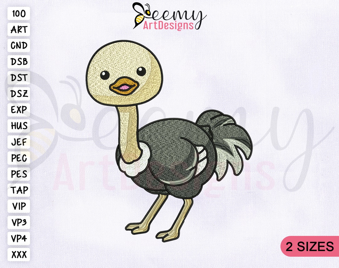 Baby Ostrich Machine Embroidery Design, 4x4 and 5x7 Hoop, Ostrich ...