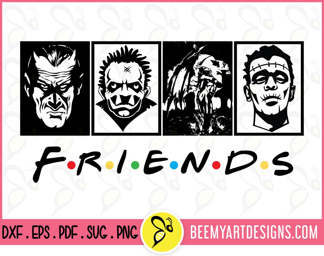 Horror Movies Friends SVG Vector Design, Halloween Friends Svg Dxf Cut ...