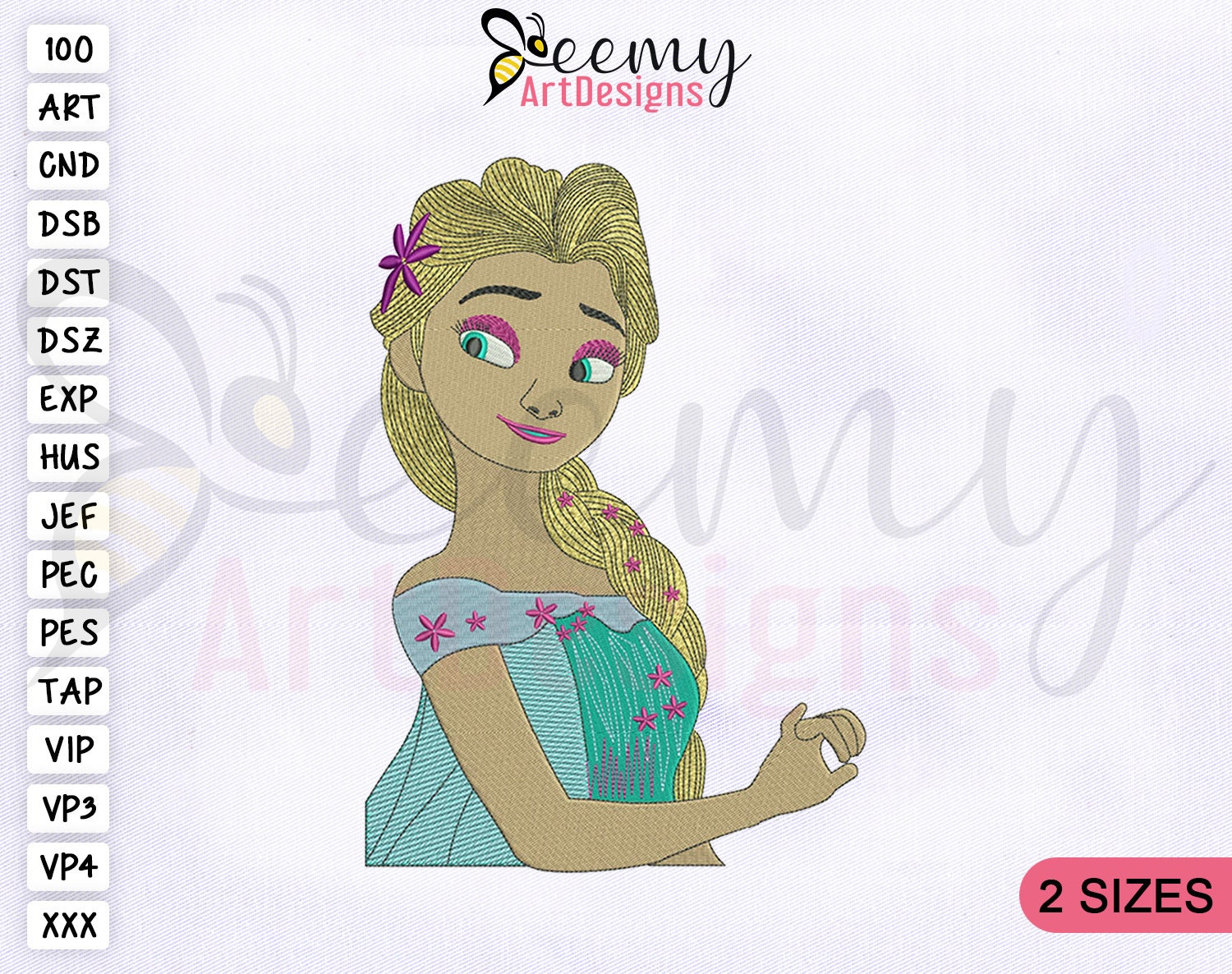 4x4 and 5x7 Hoop Beauty Princess Elsa Machine Embroidery Design Frozen ...