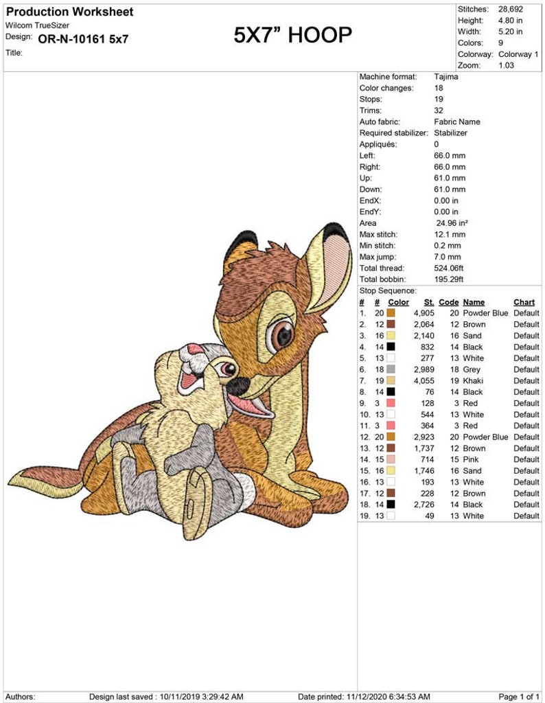 Cute Bambi and Thumper Embroidery Design 4x4 and 5x7 Hoop - Etsy