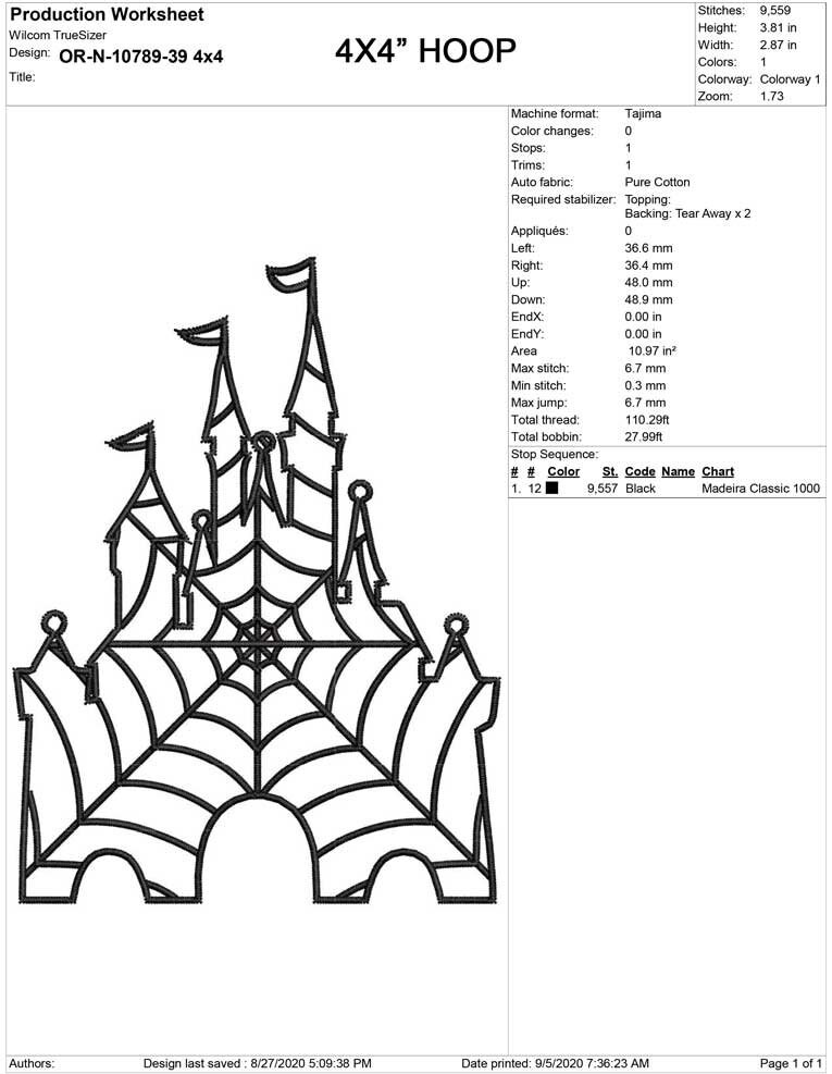 Spider Web Halloween Castle Embroidery Design 4x4 & 5x7 Hoop - Etsy